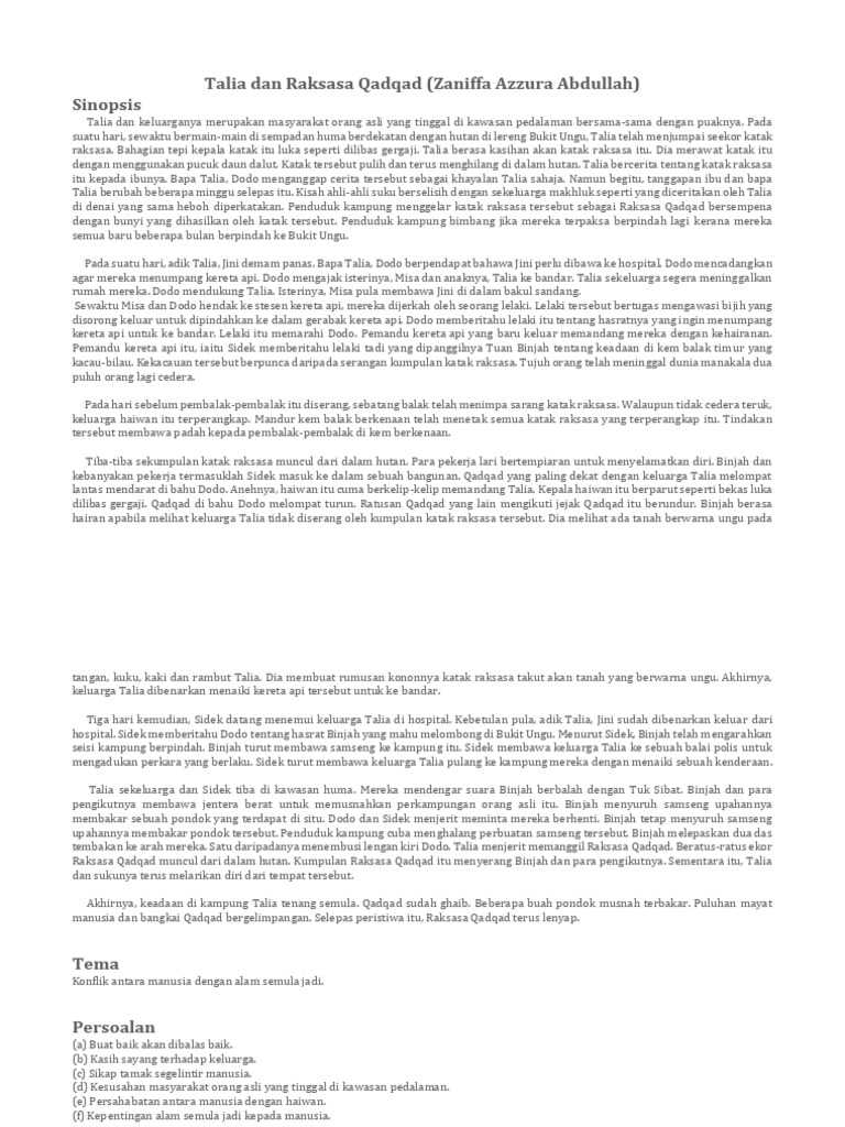 Cerpen - Talia Dan Raksasa Qadqad | PDF | Dewasa Muda