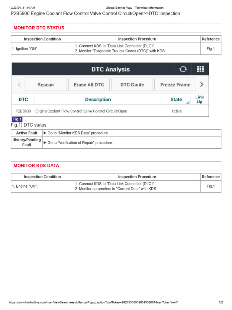 P2B5900 Engine Coolant Flow Control Valve Control Circuit Open DTC ...