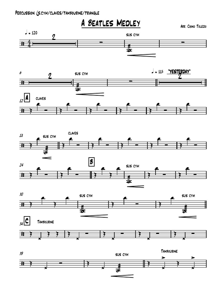 Beatles Medley - Percussion | PDF | Percussion Instruments | Musical ...