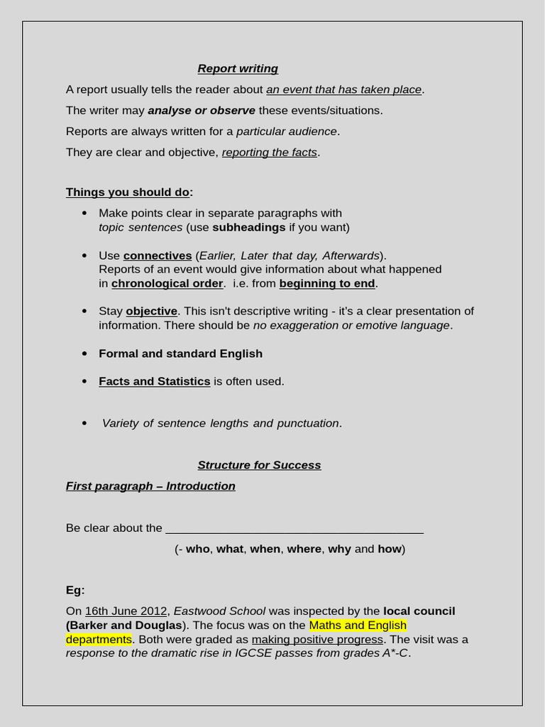 Report Writing Revision | PDF