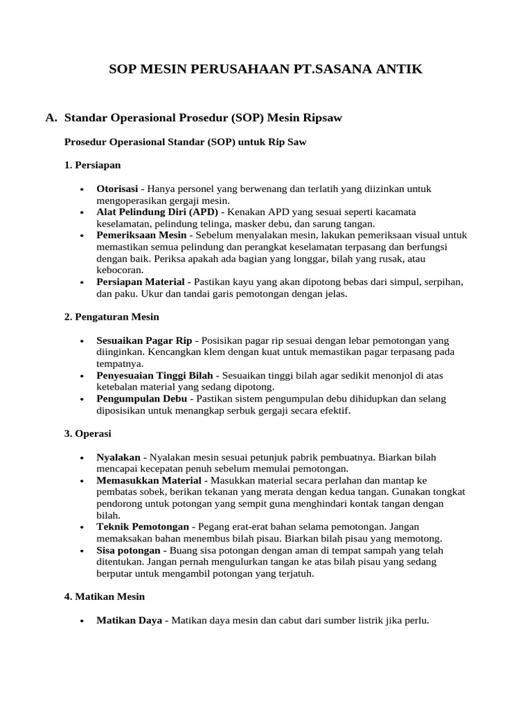 Sop Mesin Ripsaw | PDF | Komputer | Teknologi & Rekayasa