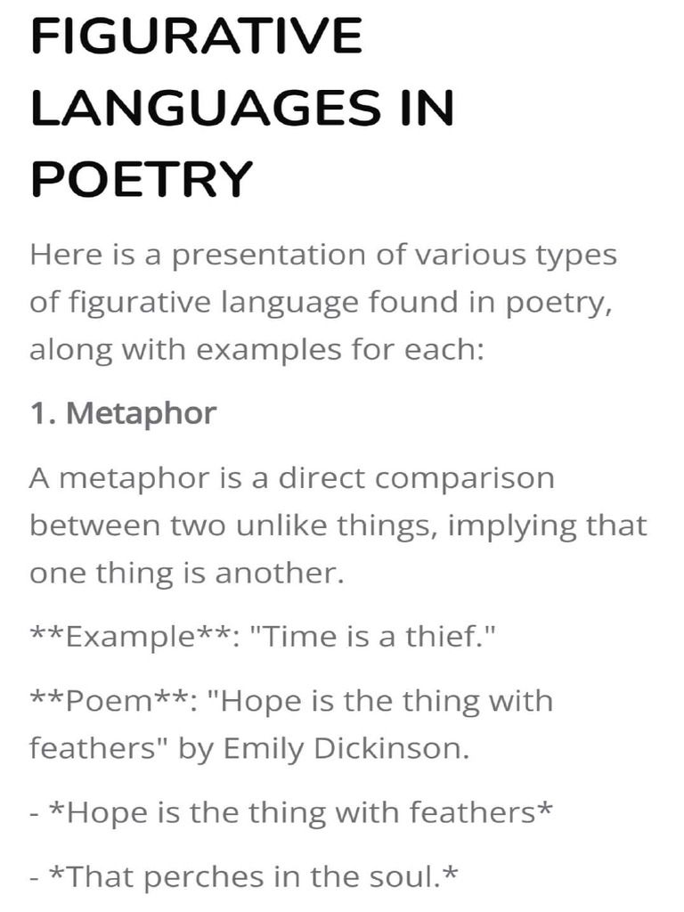 Figurative Languages in Poetry | PDF