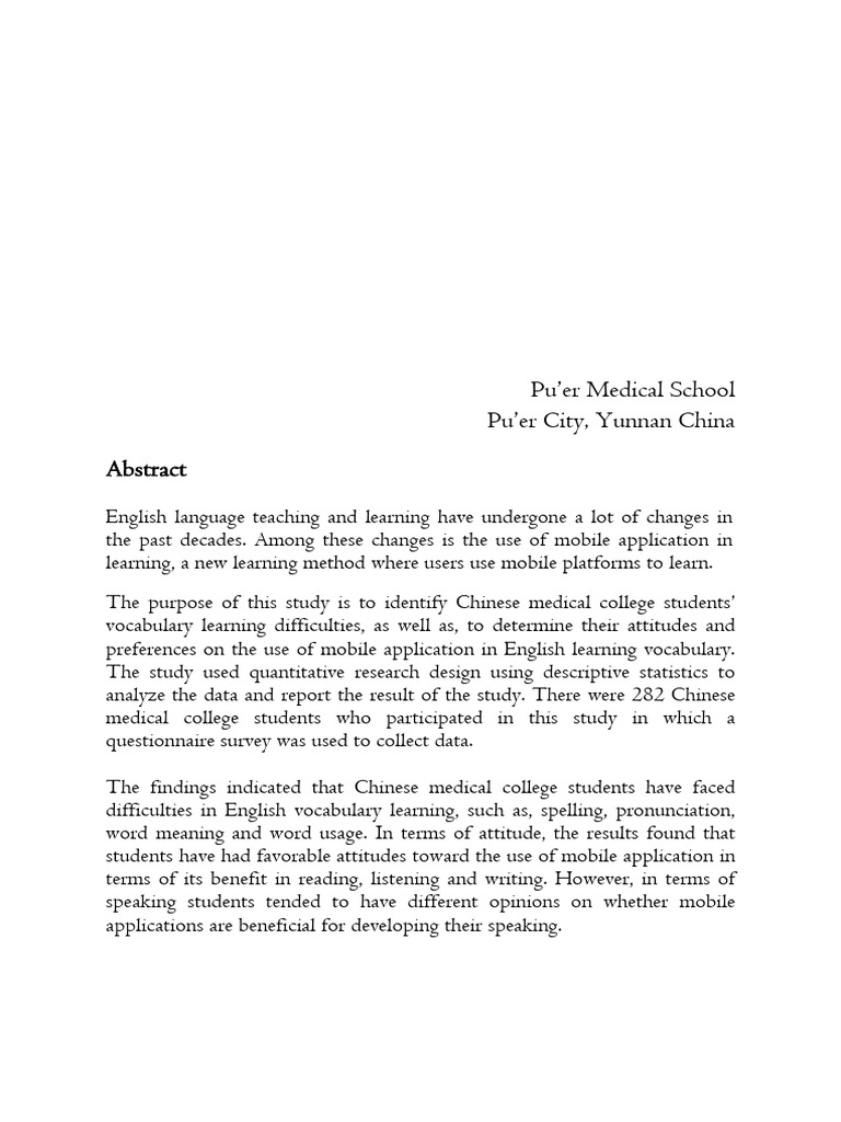 Chinese Medical Students' Vocabulary Challenges | PDF | Vocabulary ...