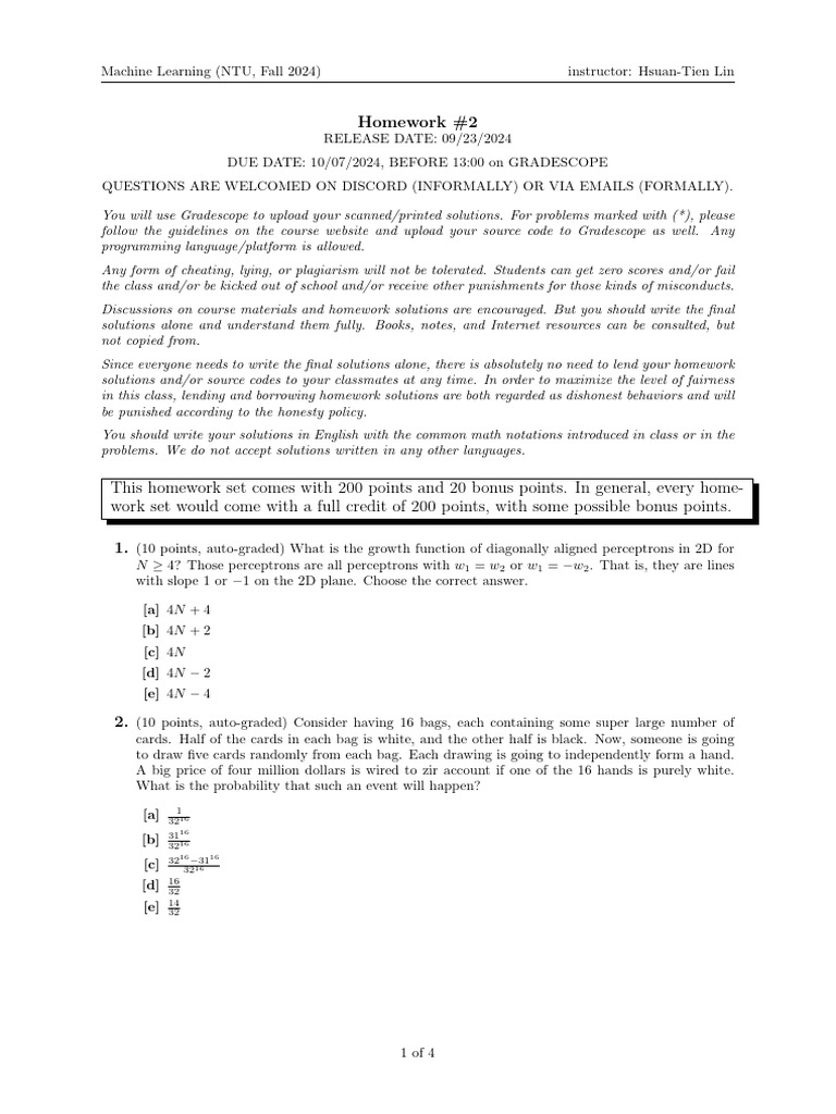HW 2 | PDF | Hypothesis | Applied Mathematics