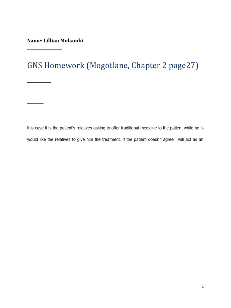 GNS Homework Lillian Mohambi | PDF | Patient | Informed Consent