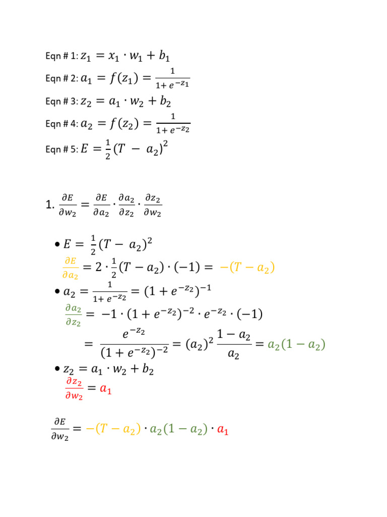 Partial Derivatives Backpropagation | PDF