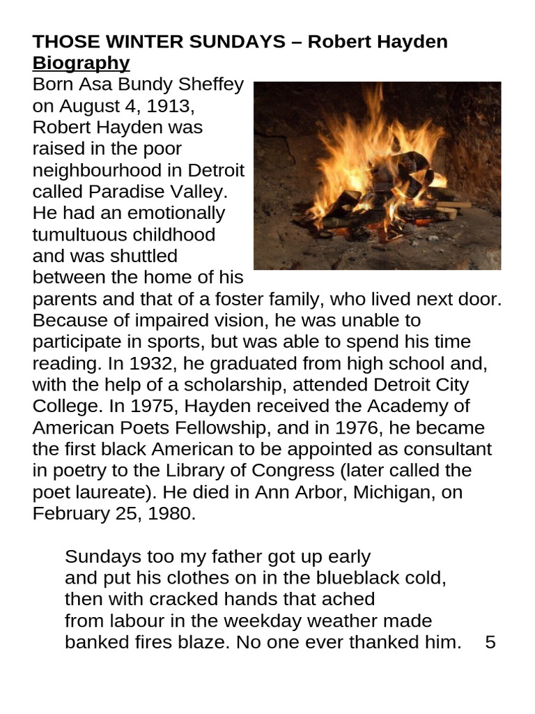 Those Winter Sundays - PROJECTOR | PDF