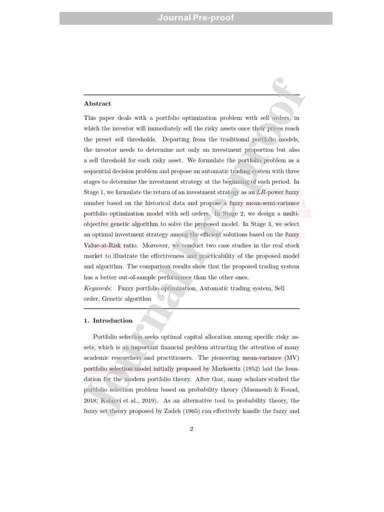 Fuzzy Portfolio Optimisation | PDF | Modern Portfolio Theory | Applied ... Fuzzy Portfolio Optimisation | PDF | Modern Portfolio Theory | Applied ...