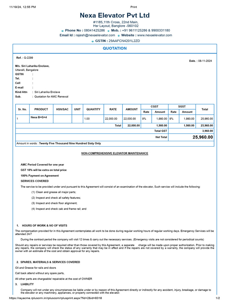 Siri Laharika Enclave - Revised Quote For Non Com | PDF | Private Law ...