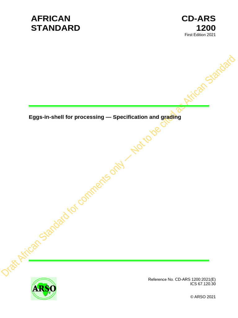 CD-ARS 1200-2021, Eggs-In-Shell For Processing | PDF | Packaging And ...