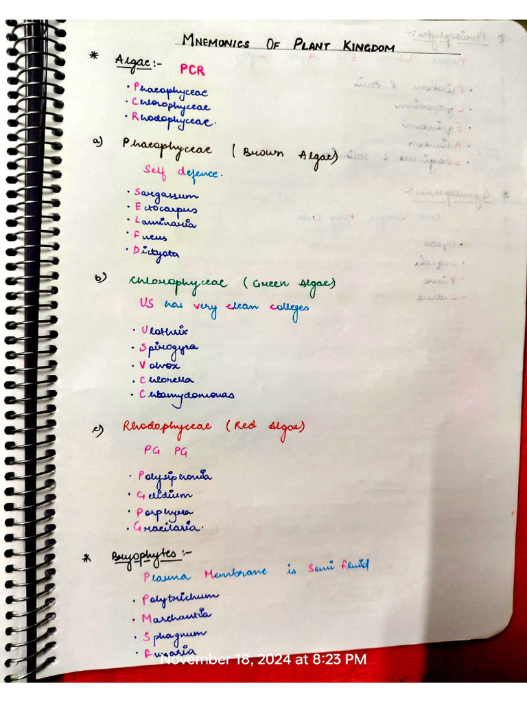 Mnemonic For Plant Kingdom &morphology | PDF