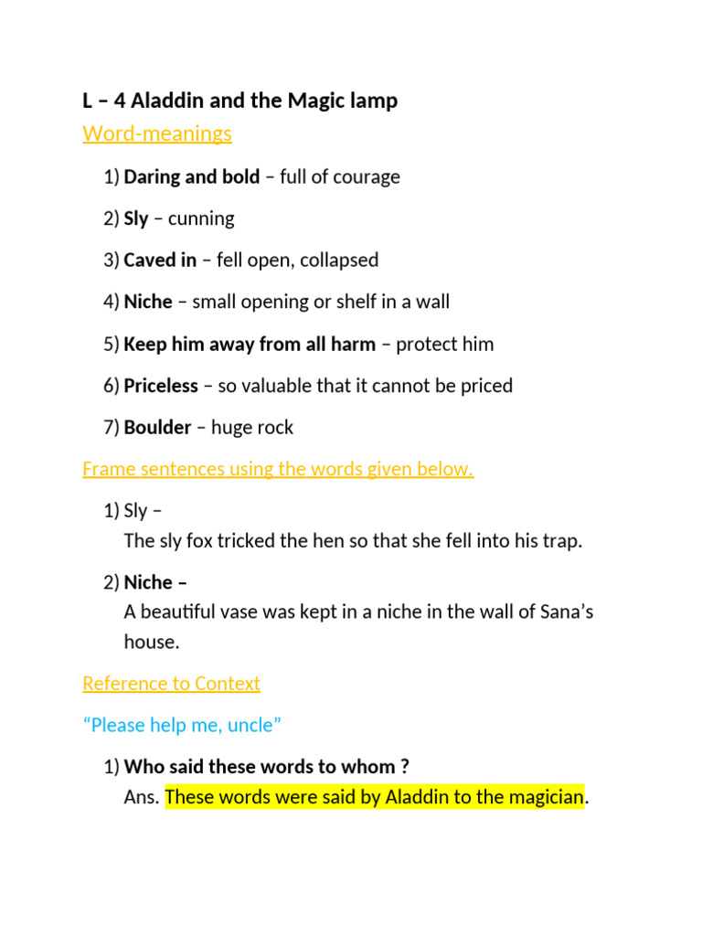 Aladdin and The Magic Lamp | PDF | Travel | Home & Garden