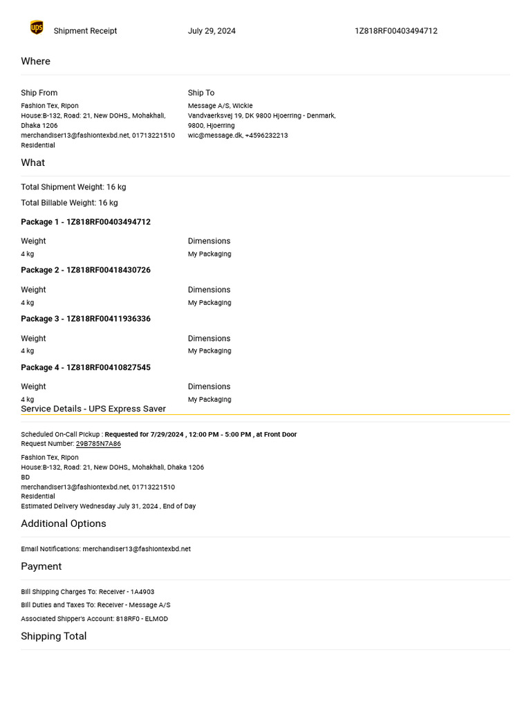 Shipment Receipt _ UPS | PDF | Receipt | Legal Liability