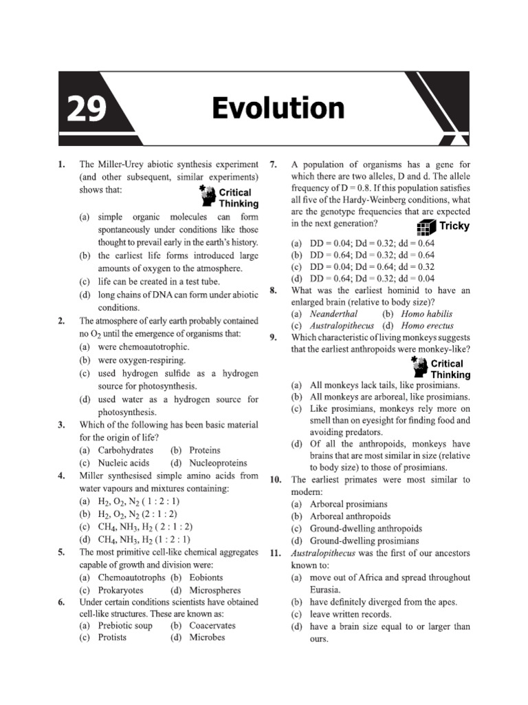 Evolution Practice Paper | PDF