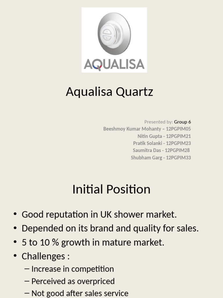 Aqualisa Quartz | PDF | Marketing | Financial Markets
