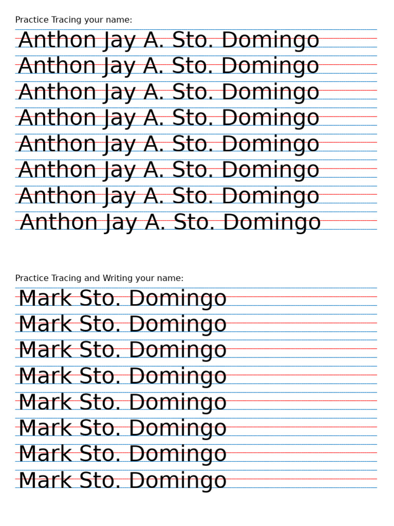 Name Tracing Practice Sheets | PDF