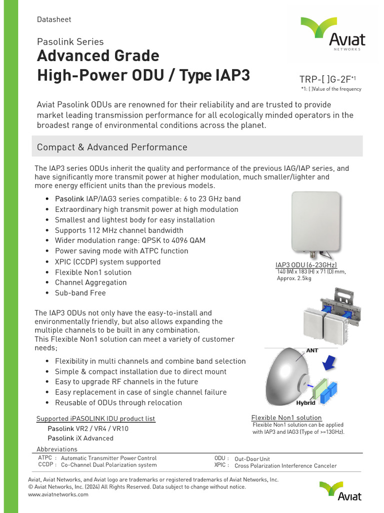 Aviat Pasolink IAP3 ODU Overview | PDF | Modulation | Broadcasting
