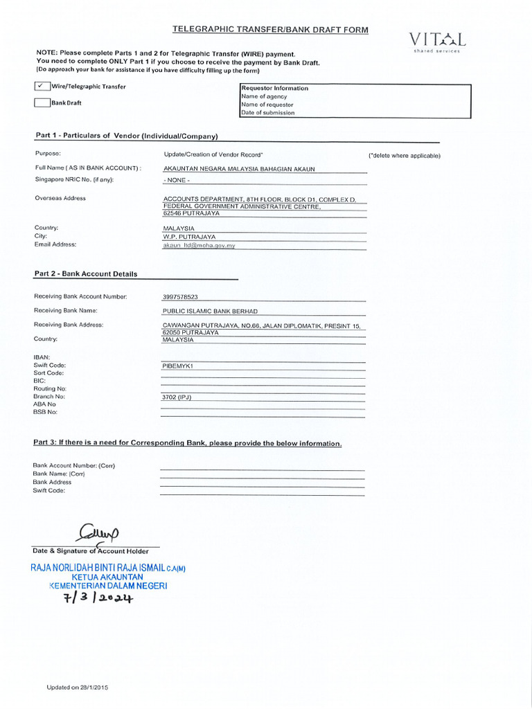 Bank Draft Form | PDF