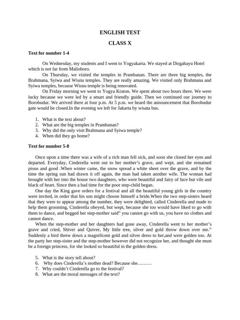 Soal B.Inggris Kelas X (Genap) 2021 | PDF | Cinderella | Folklore