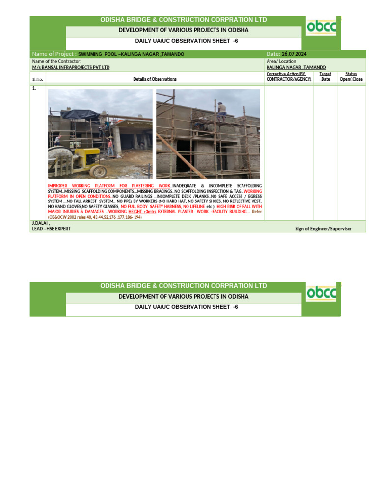 011 DAILY Observation Sheet-REPORT-6-KALINGA NAGAR | PDF | Technology ...