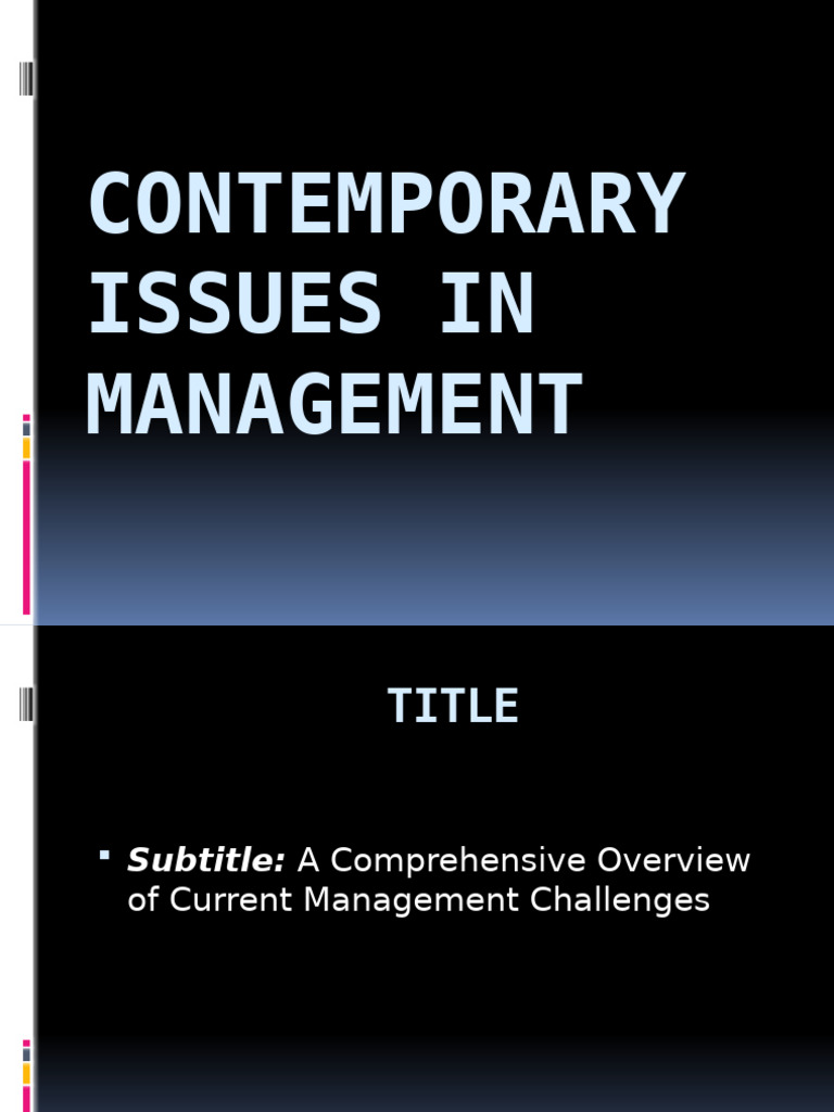Contemporary Issues in Management | PDF | Corporate Social ...