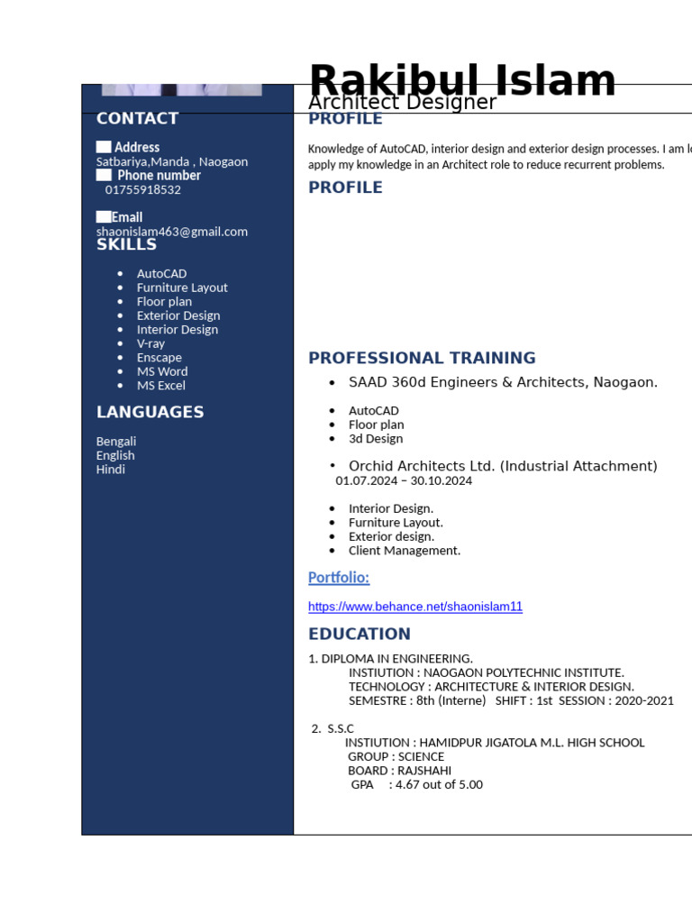 Rakibul CV | PDF | Art | Technology & Engineering