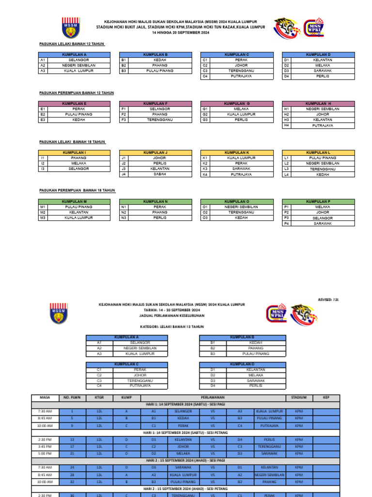 Jadual Hoki MSSM 2024 | PDF