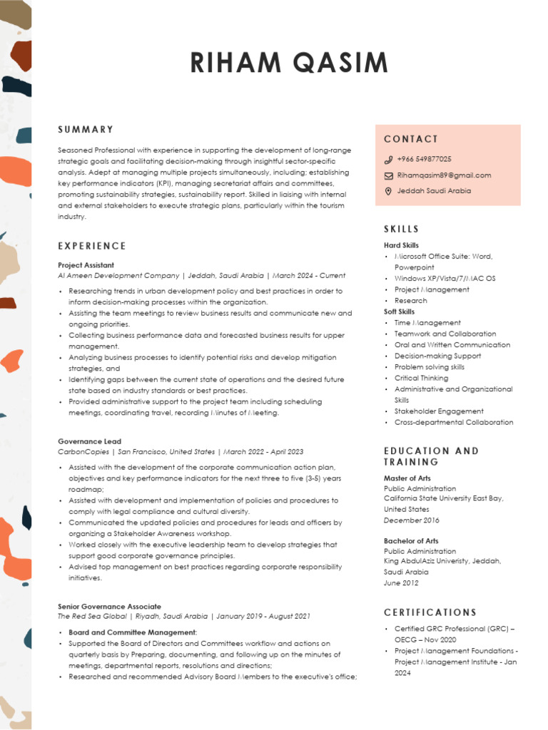 Riham Qasim Resume Sep 08 | PDF | Governance | Business