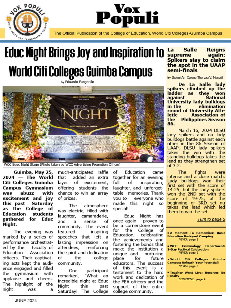 Vox Populi Newspaper | PDF