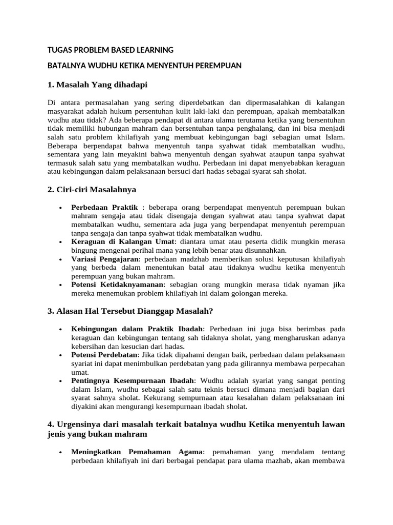 TUGAS PROBLEM BASED LEARNING Putaran 1 | PDF | Pengembangan Diri | Gaya Hidup