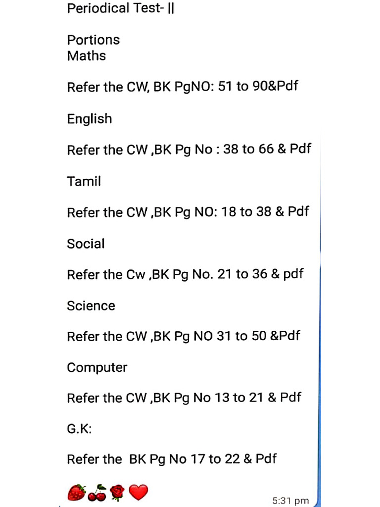 Periodical Test Portions II - 3 RD STD | PDF