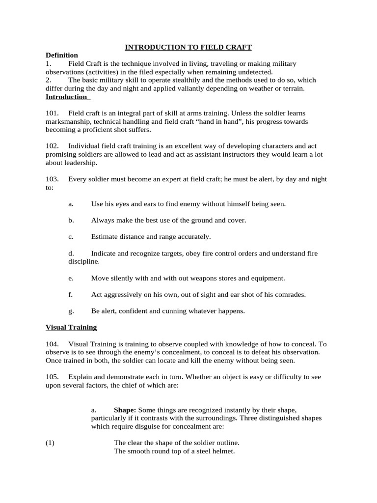 Mastering Military Field Craft Techniques | PDF | Camouflage | Shadow