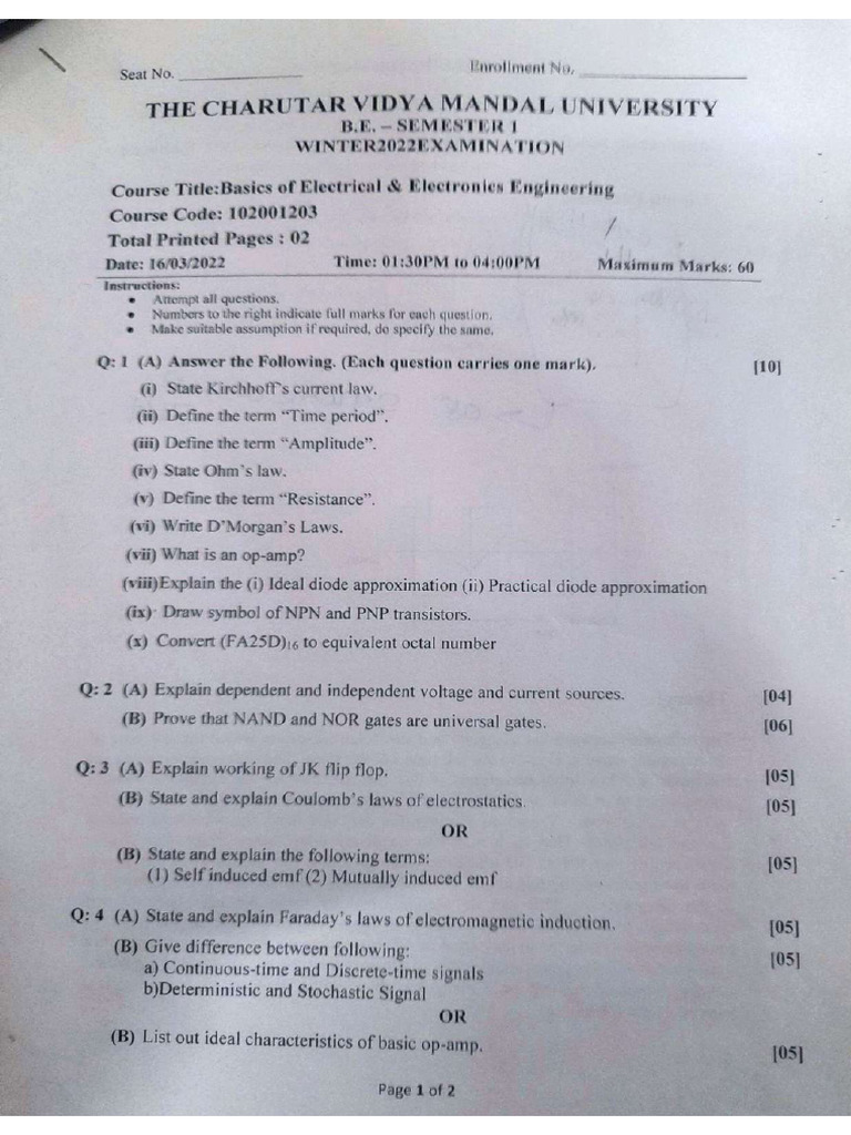 BEEE Winter 2022paper | PDF