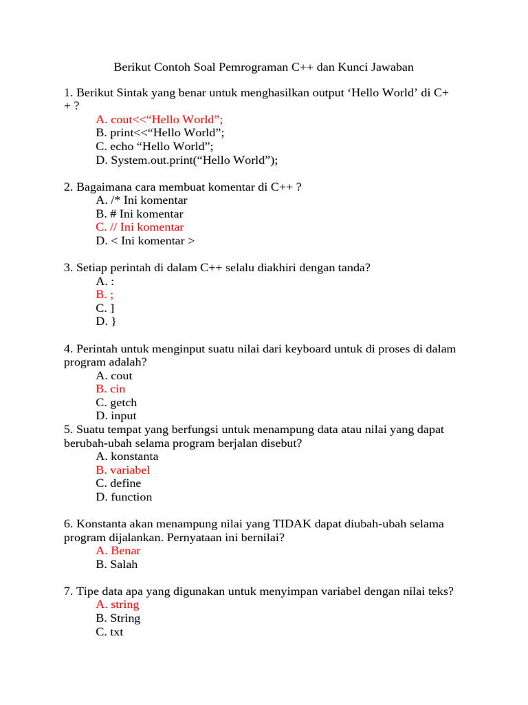 Contoh-Soal-C++ 11 | PDF