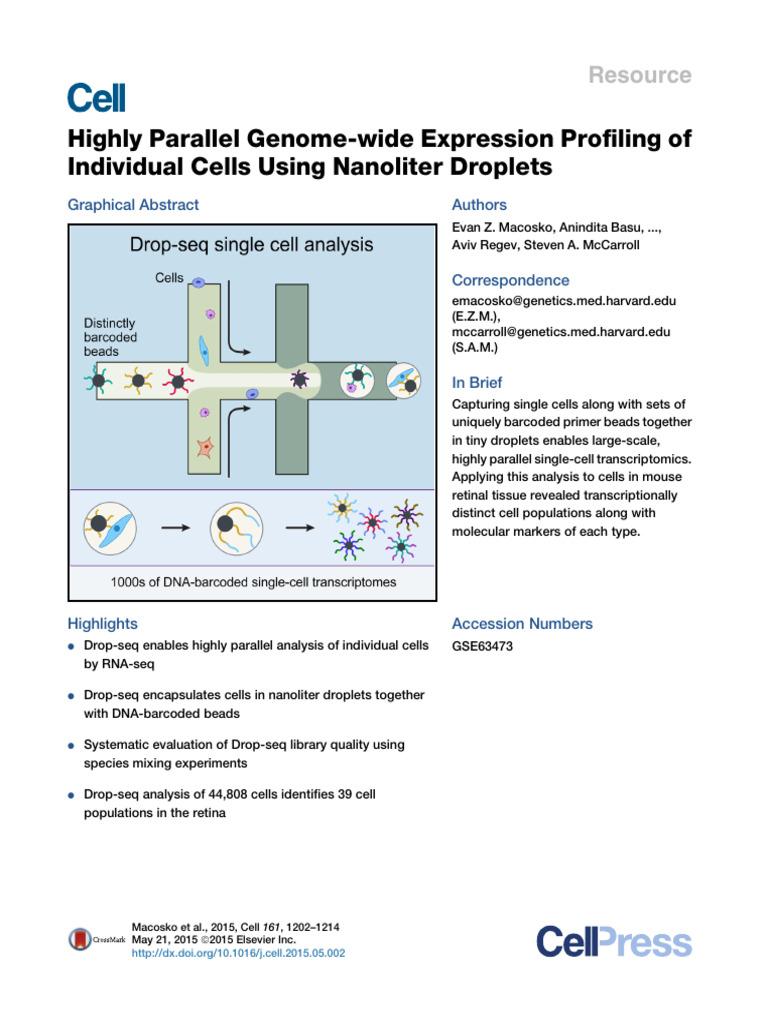 Highly Parallel Genome-Wide Expression Profiling of Individual Cells Using Nanoliter Droplets ...
