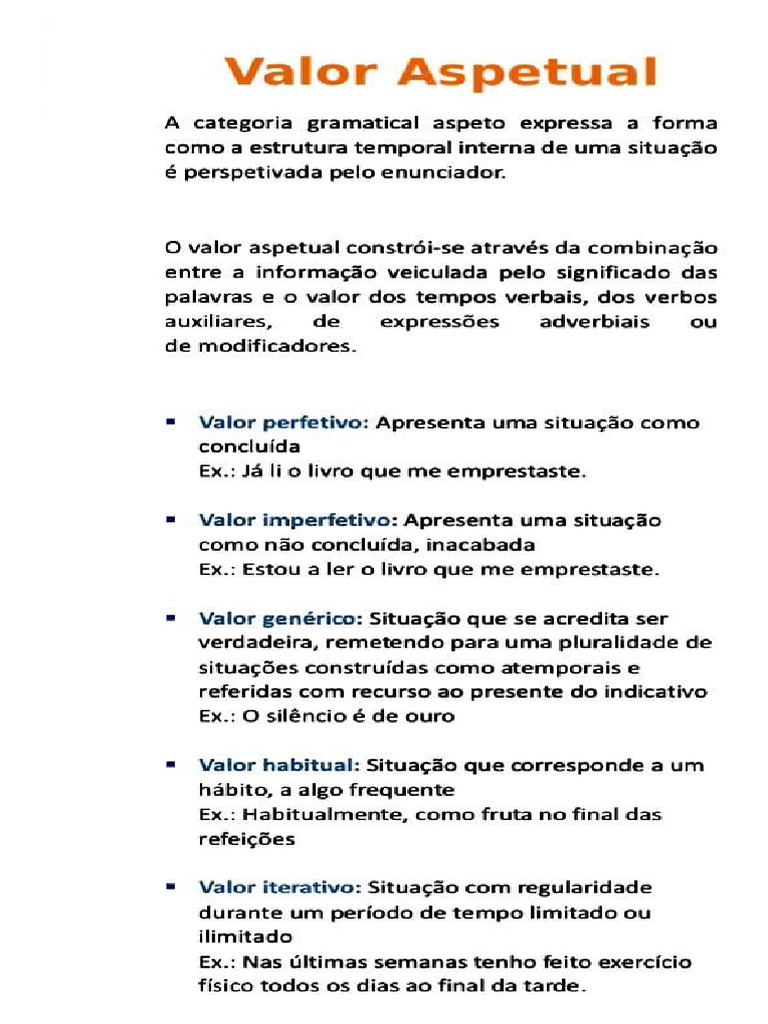 Entendendo o Valor Aspetual na Gramática | PDF
