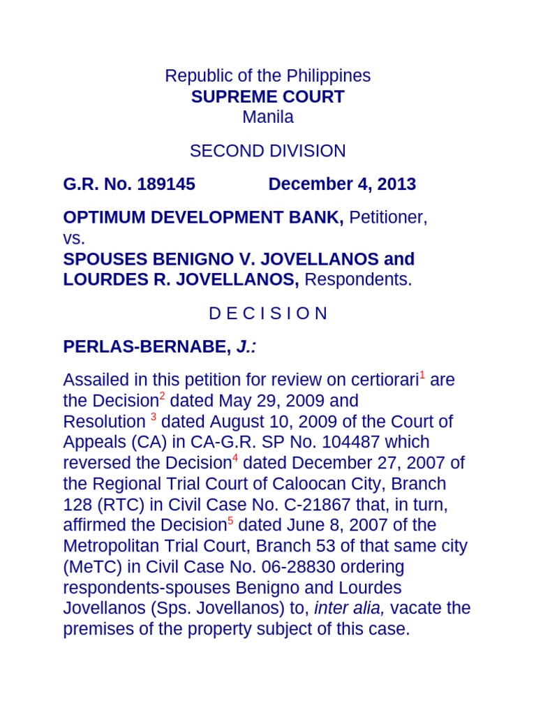 Optimum Development Vs Spouses Jovellanos | PDF | Complaint | Lawsuit