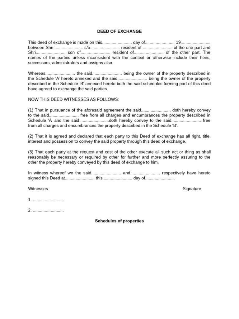 Deed of Exchange | PDF