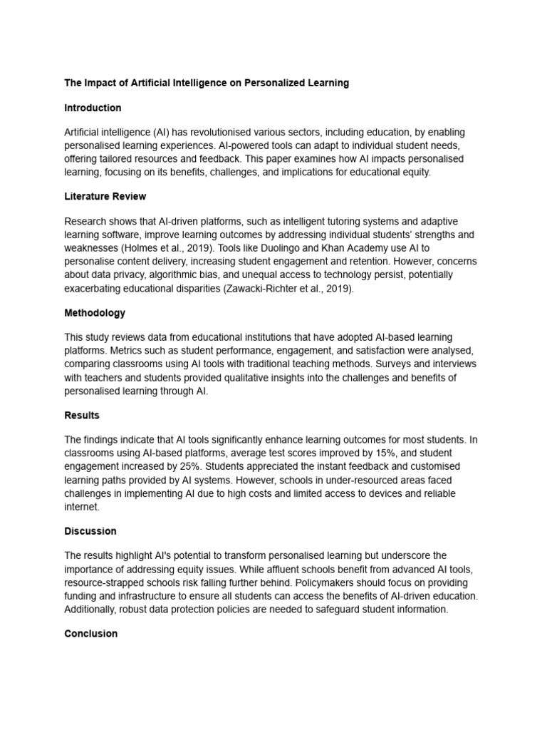 THE IMPACT OF ARTIFICIAL INTELLIGENCE ON STUDENTS LEARNING EXPERIENCE PDF Technical ...