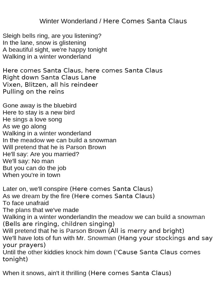 Winter Songs BWSB | PDF | Santa Claus | Santa Claus's Reindeer