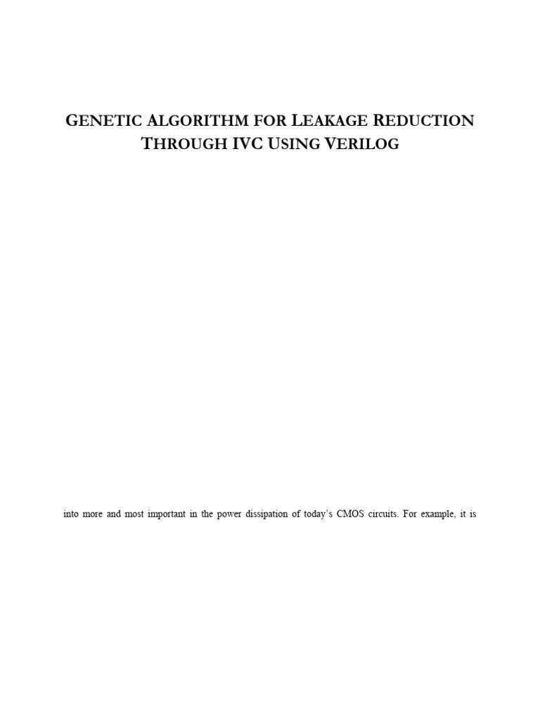 Genetic Algorithm For Leakage Reduction Through Ivc Using Verilog | PDF | Logic Gate | Cmos