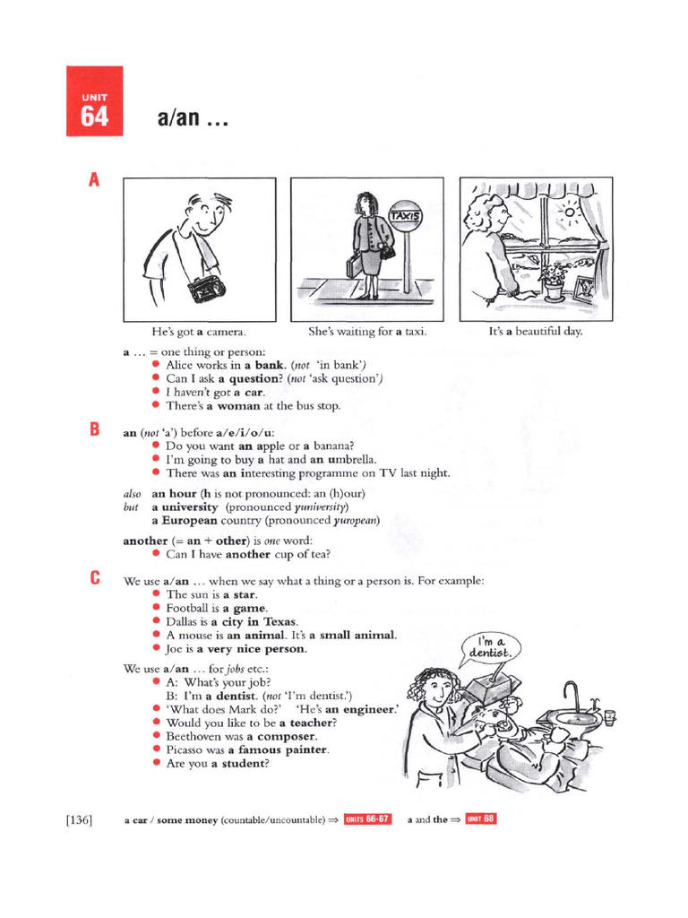 A&an + Singular&plural (Essential Grammar in Use - Unit 64-65) | PDF