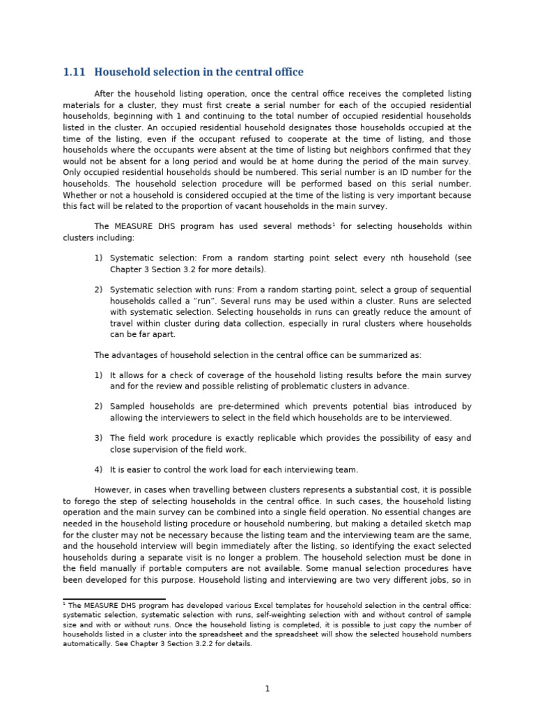 2 DHS6 - Sampling - Manual - Sept2012 - DHSM4 | PDF | Sampling (Statistics) | Survey Methodology