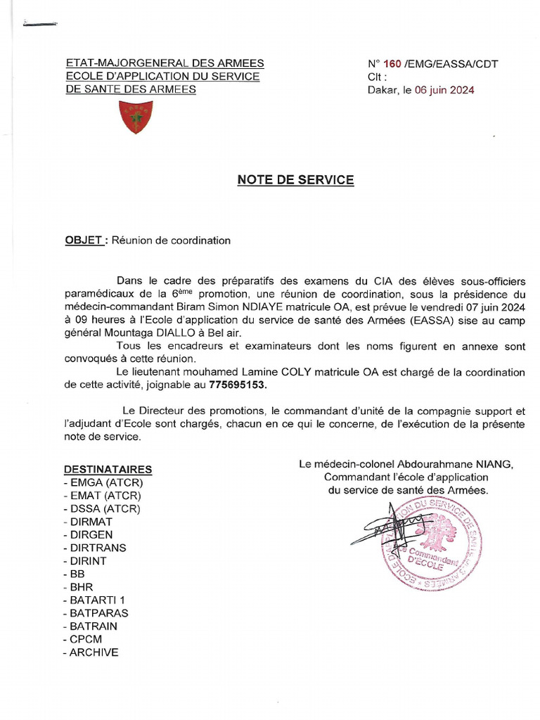 Note de Service | PDF