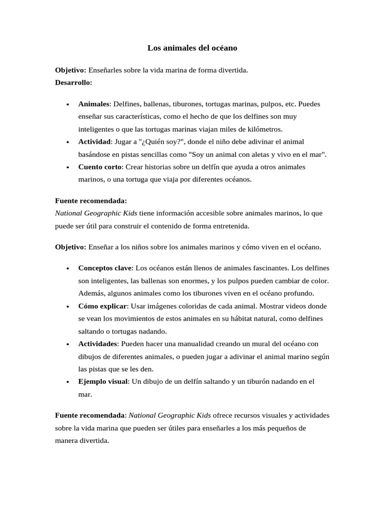 Los Animales Del Océano | PDF | Tiburones | Océanos