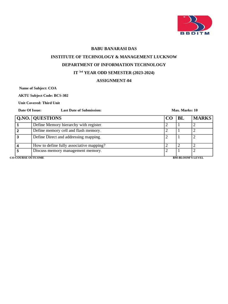 Assignment1 Coa | PDF