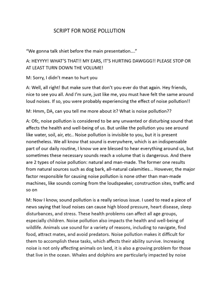 Script For Noise Pollution | PDF | Noise