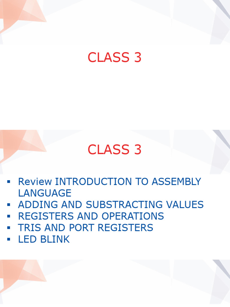 MIC323 - Class 3 | PDF | Porting | Subtraction