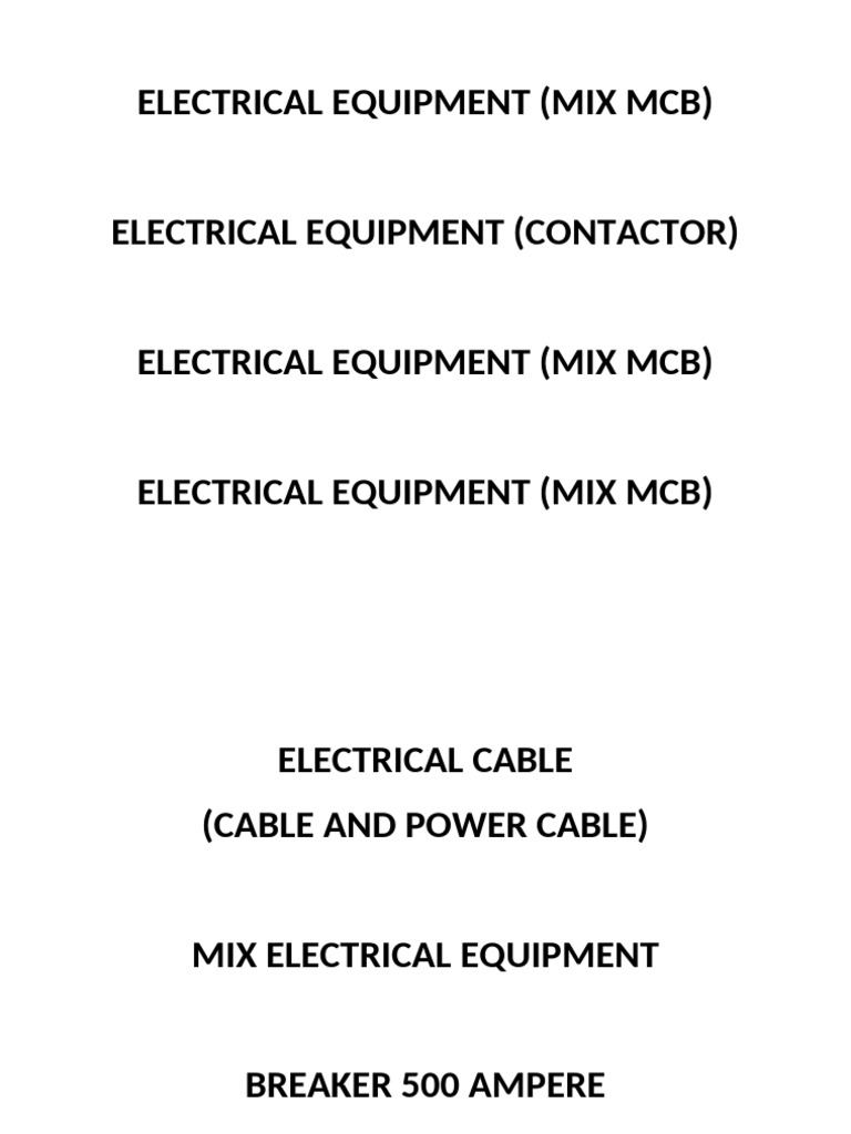 Electrical Equipment | PDF