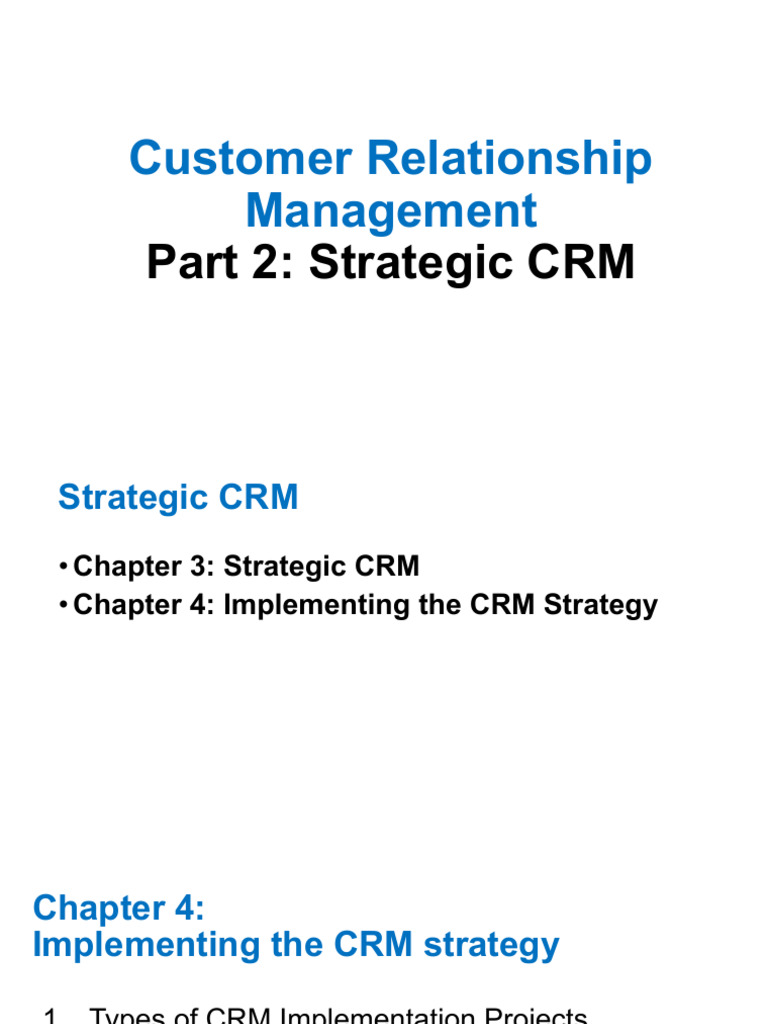 Implementing Strategic CRM Effectively | PDF | Customer Relationship ...